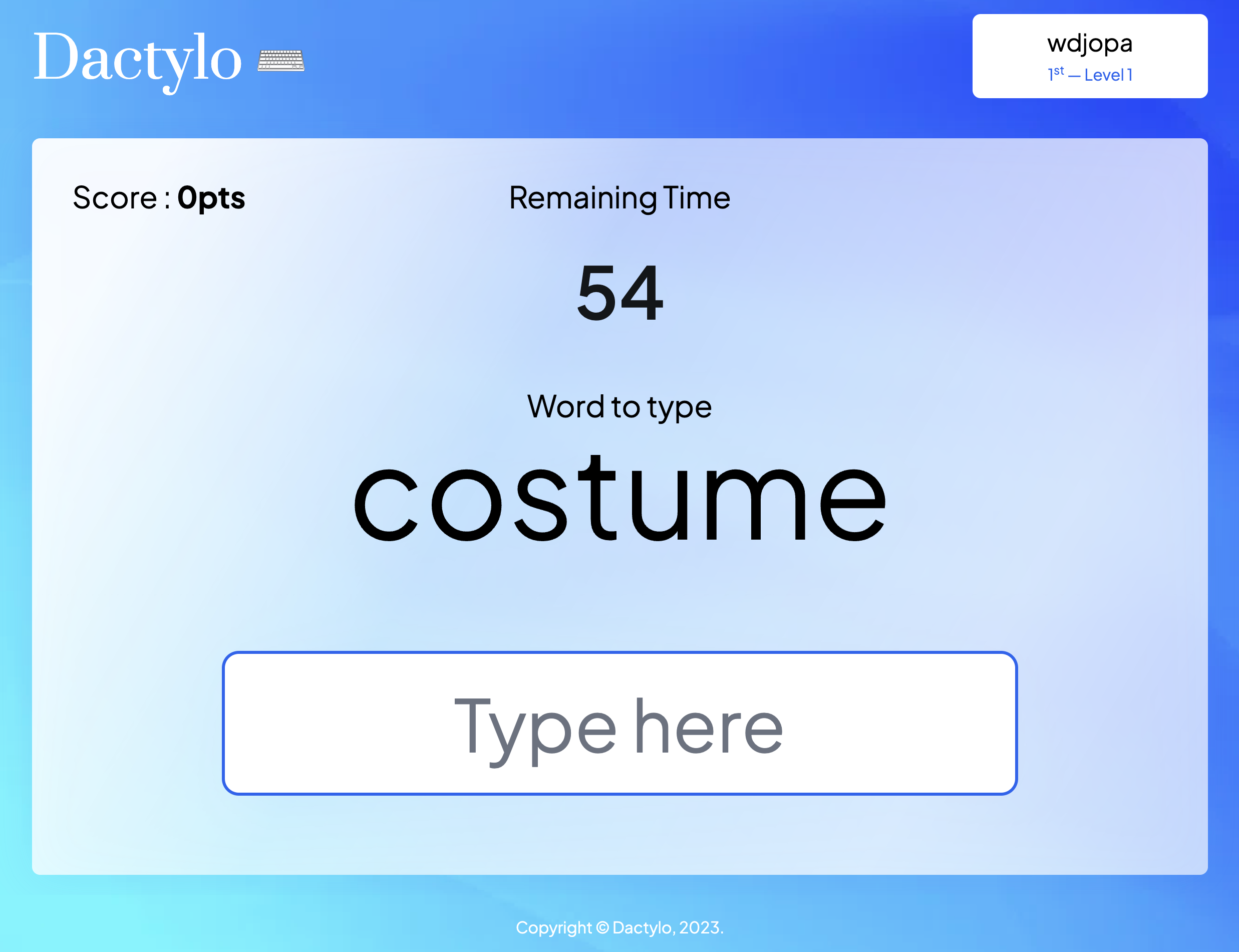 Dactylo — Let's test your speed